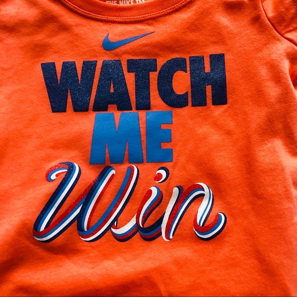 Nike | Shirts & Tops | Nike Girls Watch Me Win Tshirt 3ma894n5 Orange ...